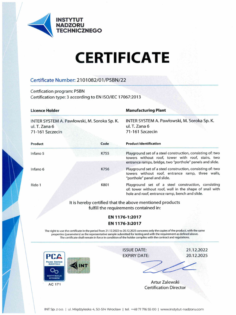 LIMAKO Rido 1 Certificate | PDF