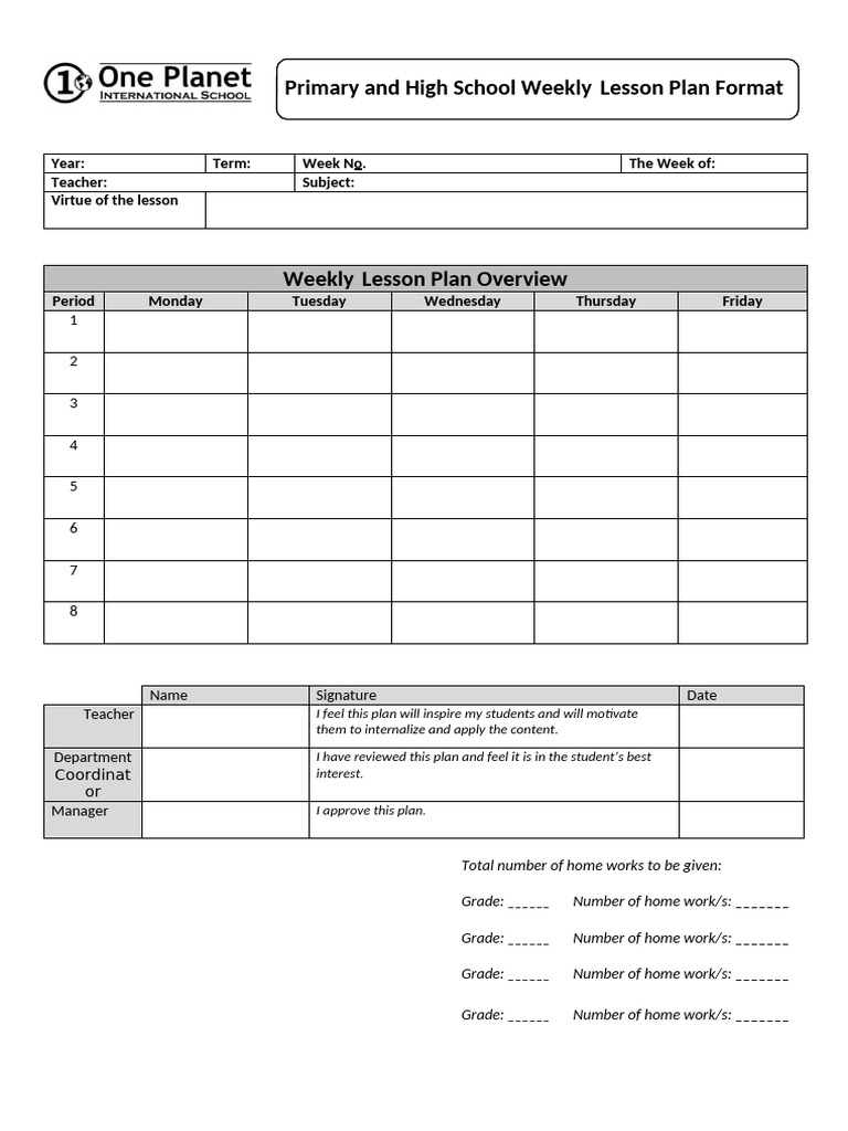 English Weekly Lesson Plan Cover-2022-23 | PDF