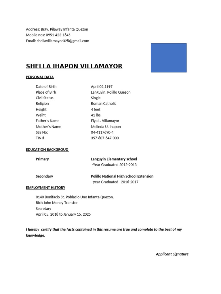 Shella Villamayor RESUME | PDF