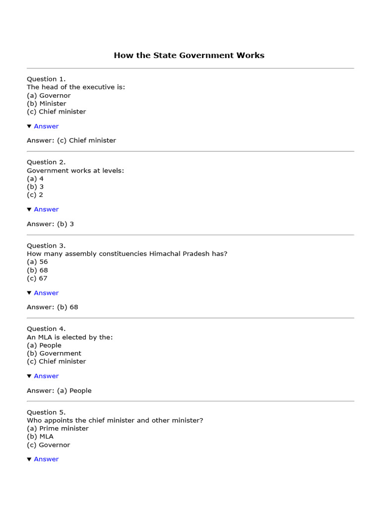 CBSE MCQ Questions For Class 7 Civics Chapter 3 How The State ...
