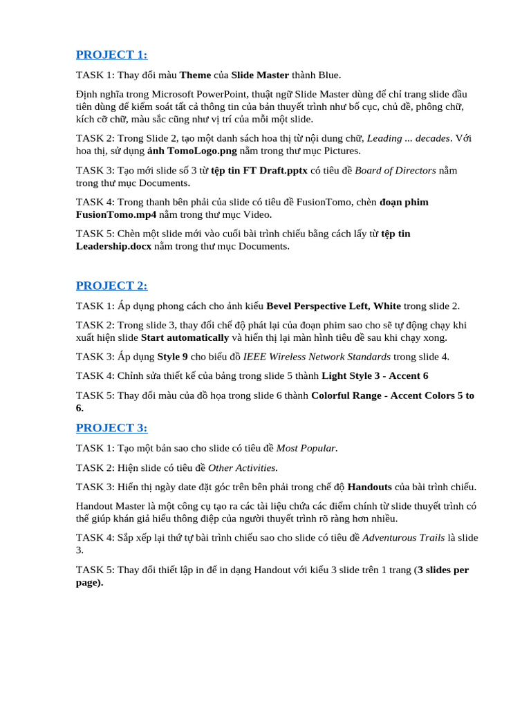 Nhiệm vụ và hướng dẫn B1 | PDF