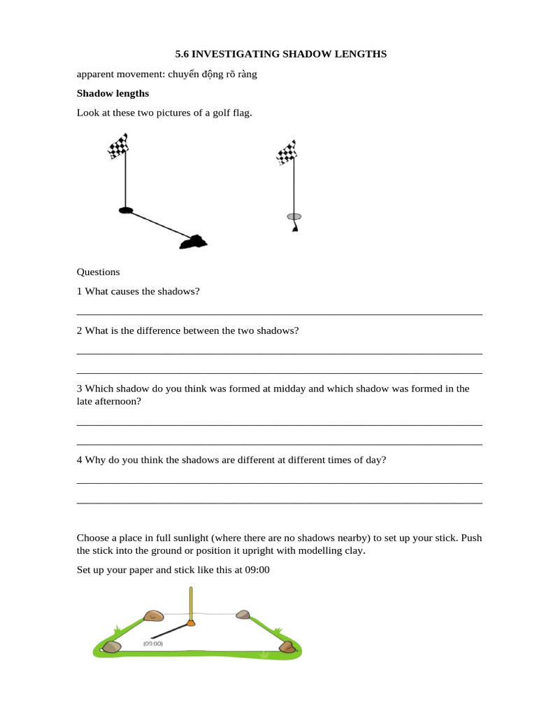5.6 Investigating Shadow Lengths | PDF | Shadow | Sky