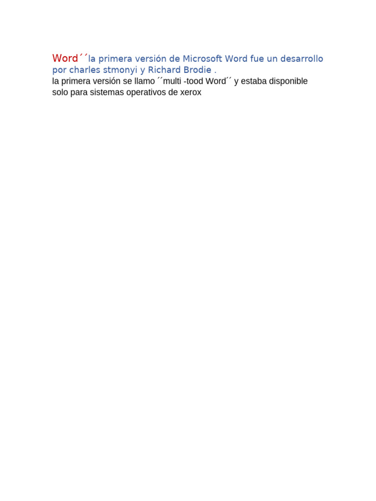 Historia de Microsoft Word: Primera Versión | PDF