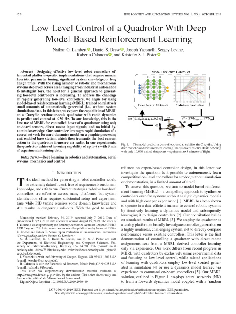 Low-Level Control of A Quadrotor With Deep | PDF | Control Theory | Mathematical Model