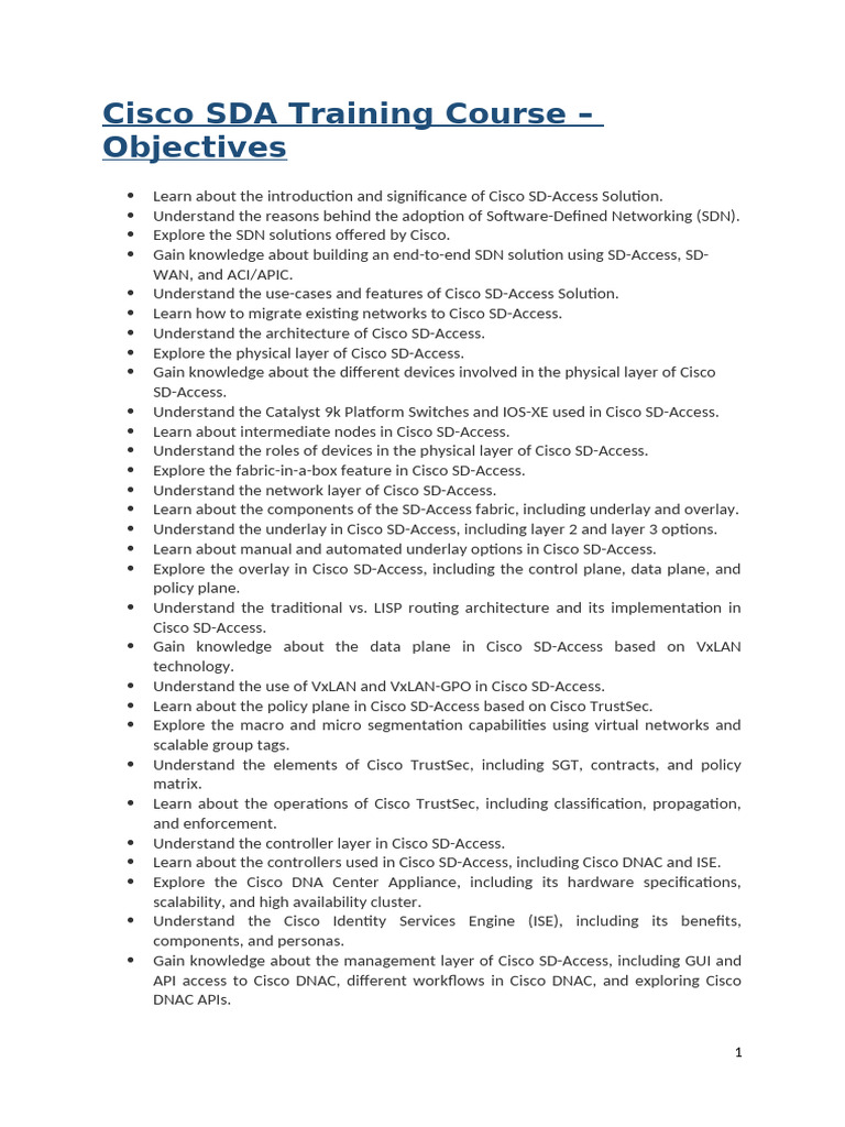 Cisco SDA Training Course | PDF | Computer Network | Ip Address