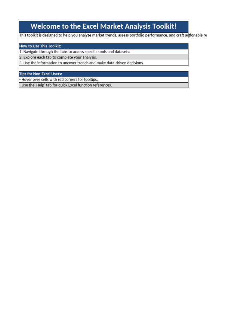 Excel Market Analysis Toolkit Guide | PDF | Financial Risk ...