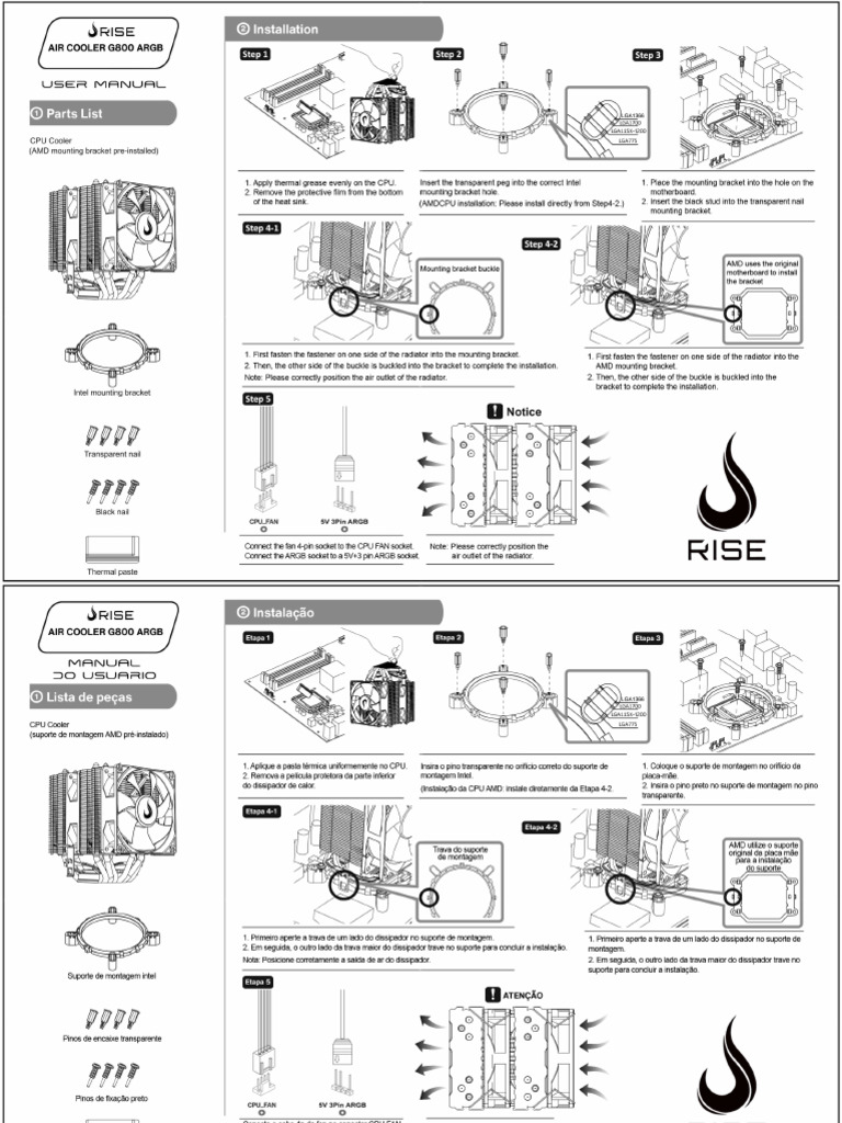 Manual Air Cooler G800 Argb Rise Mode | PDF