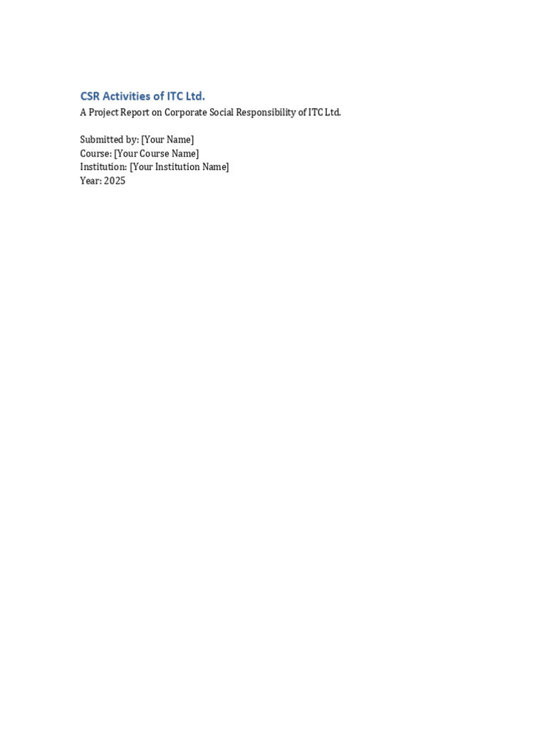 ITC CSR Complete Extended Project | PDF | Corporate Social ...