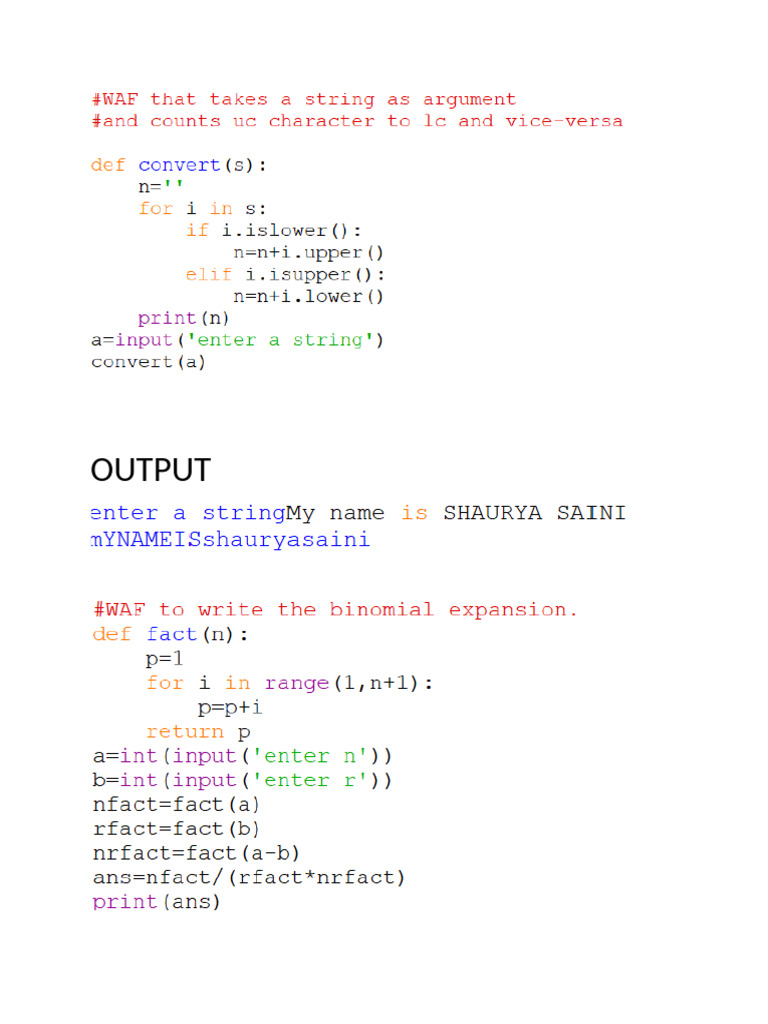 CS Outputs and Codes | PDF