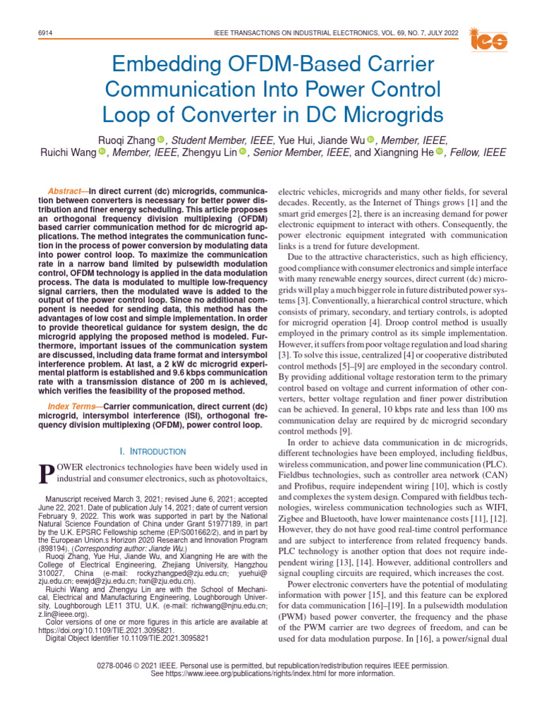 OFDM Carrier Communication in DC Microgrids | PDF | Modulation ...