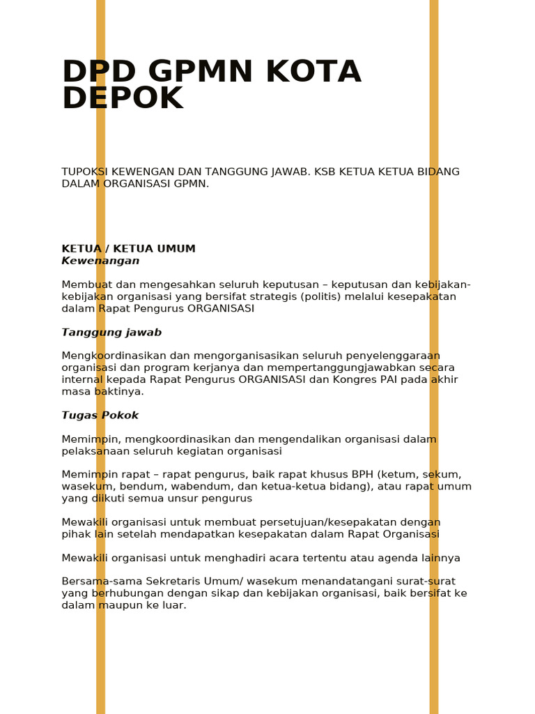 Tugas dan Tanggung Jawab KSB GPMN | PDF