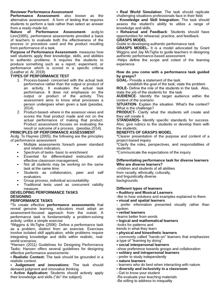 Reviewer Performance Assessment | PDF | Educational Assessment | Rubric ...