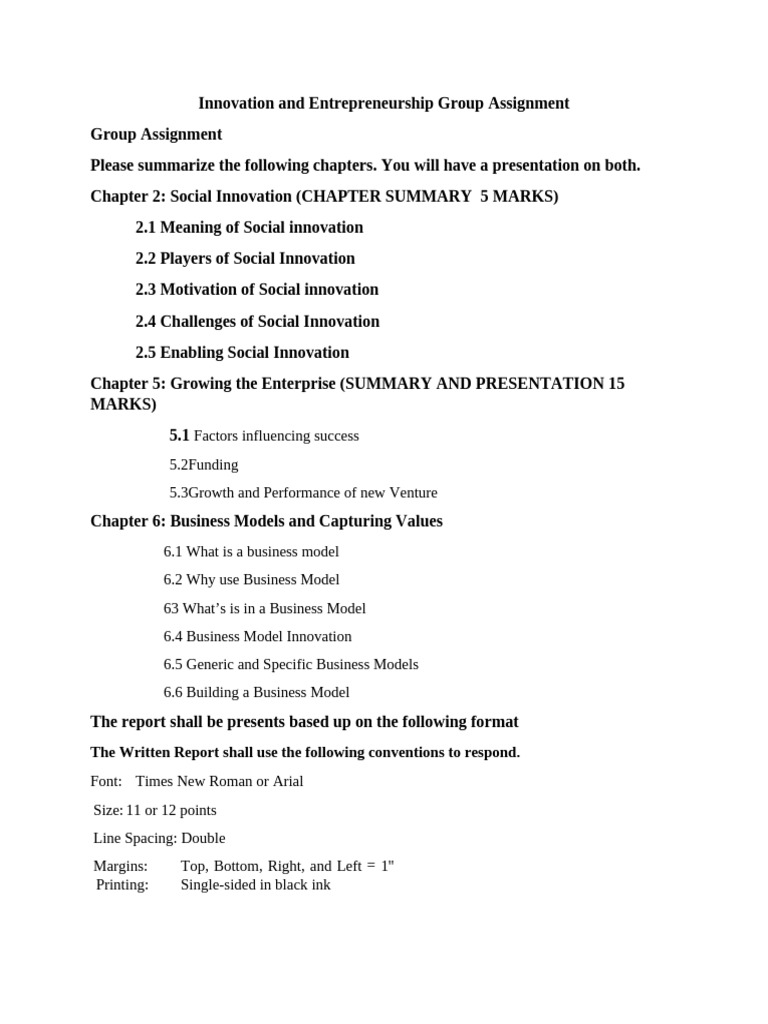 Innovation and Entreprenuership Group Assignment Revised | PDF