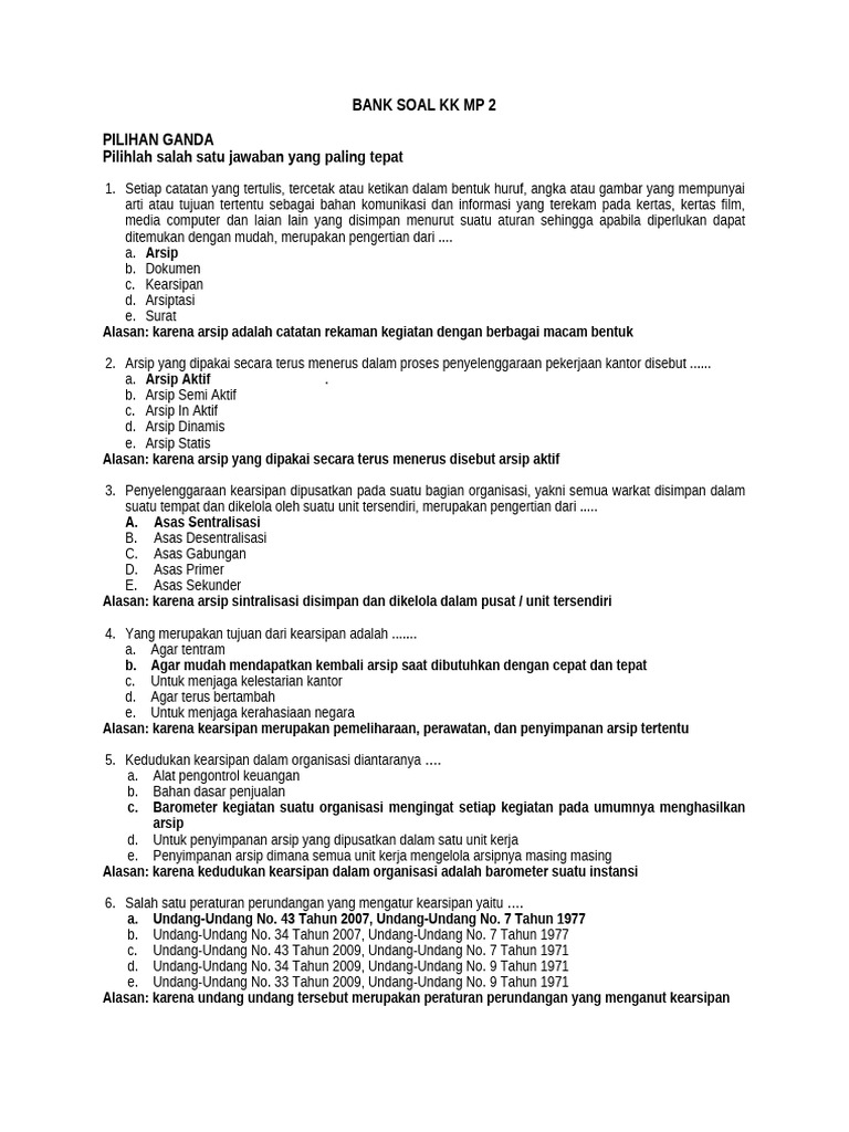 Bank Soal KK MP 2 Xi MPLB-1 | PDF