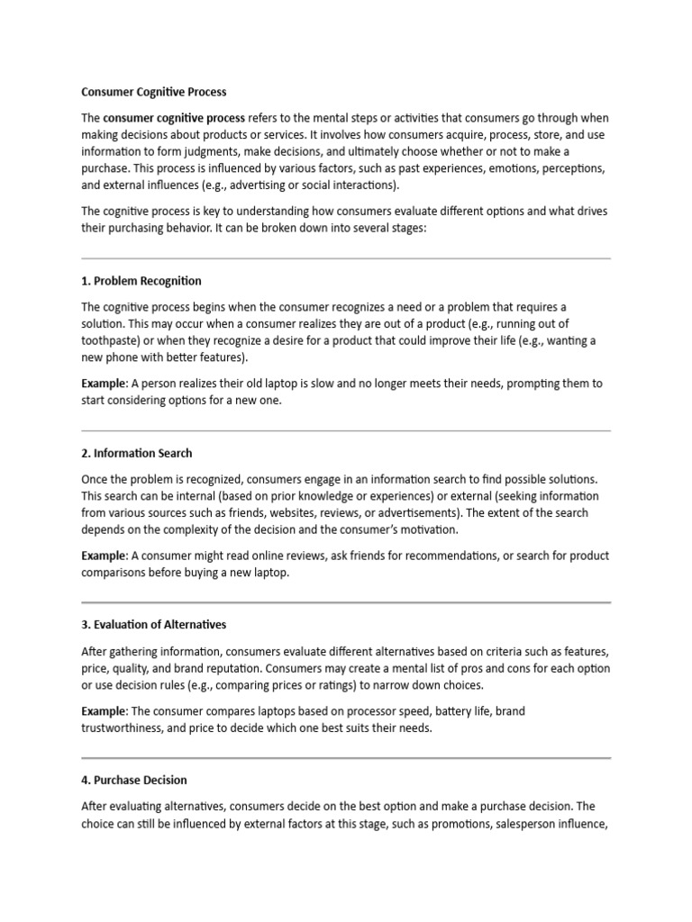 Consumer Cognitive Process | PDF | Attention | Experience