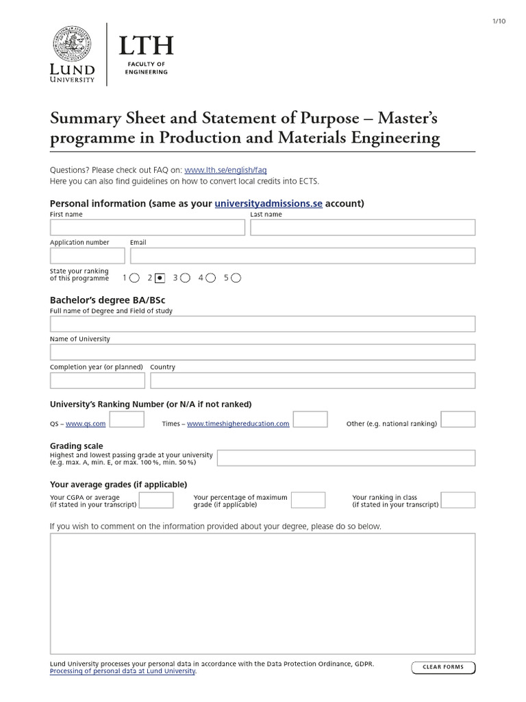 Application Summary For Lund University | PDF | Engineering | Materials ...