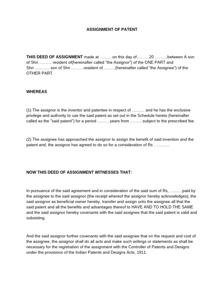 Assignment of Patent | PDF