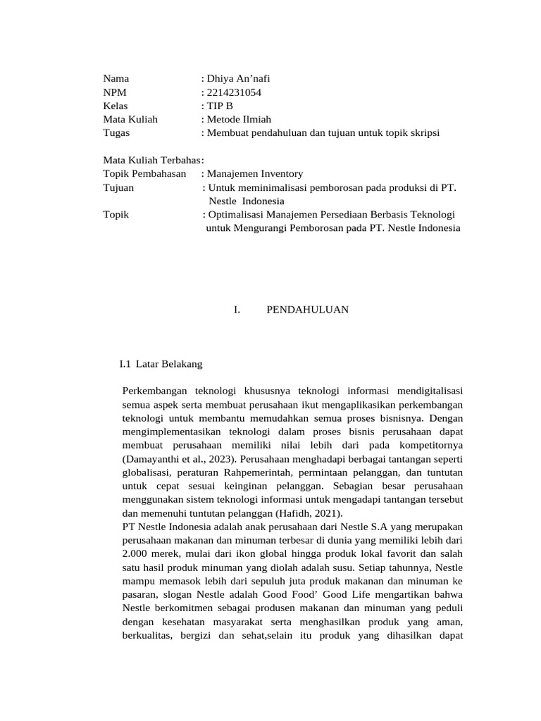 Optimalisasi Manajemen Persediaan Nestle | PDF