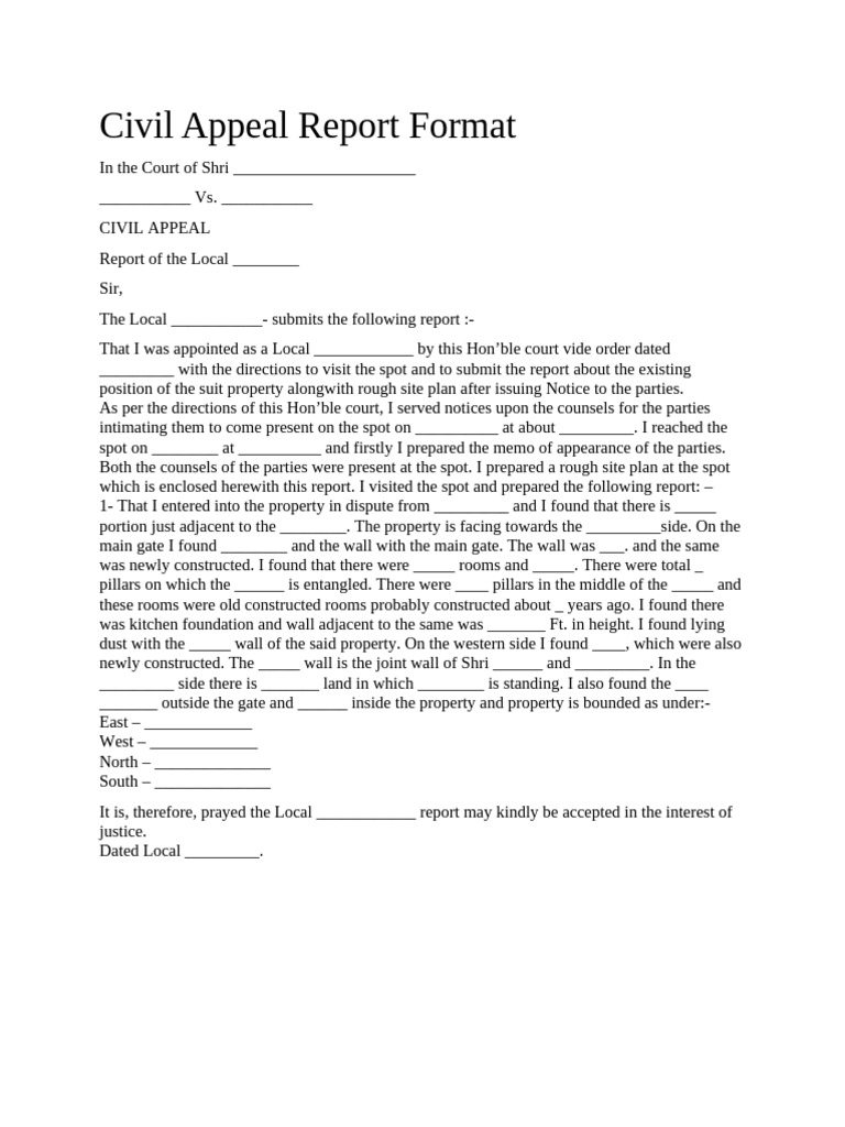 Civil Appeal Local Report Template | PDF
