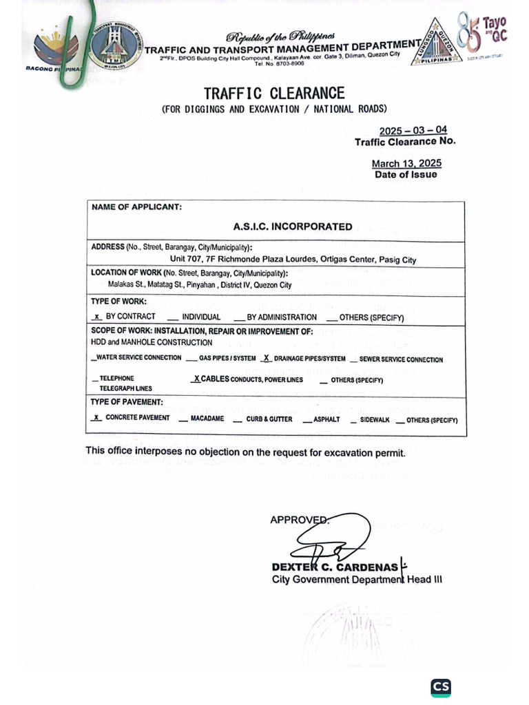 EAST-AVE Traffic-Clearance | PDF