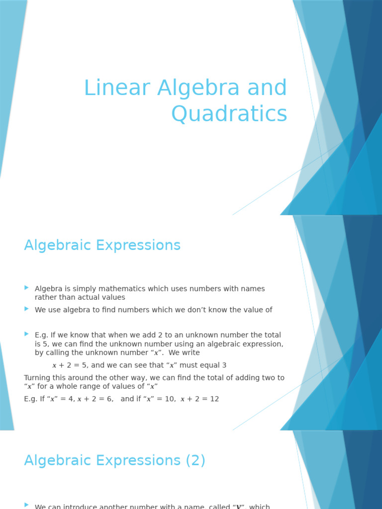 Linear Algebra and Quadratics | PDF | Factorization | Algebra