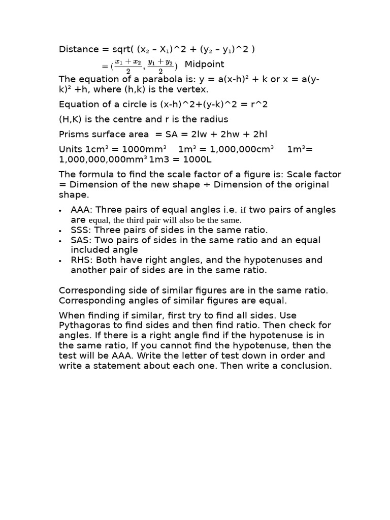 2024 Term 2 Maths Note | PDF
