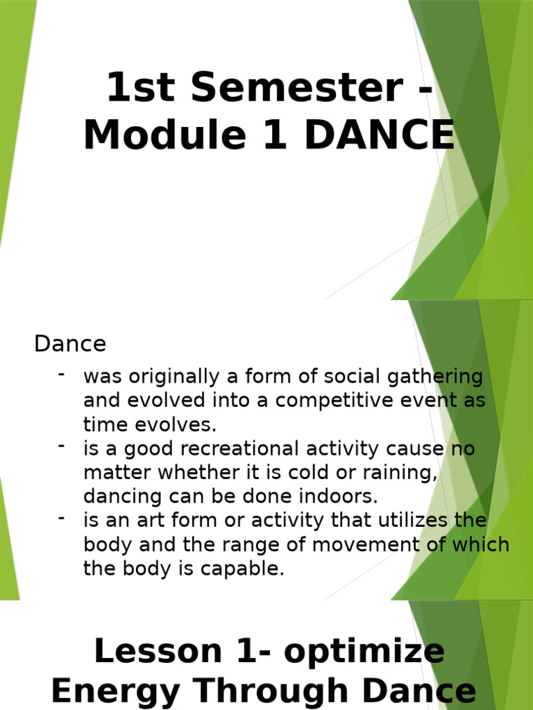 1st Semester - Module 1 DANCE PPP | PDF | Cellular Respiration ...