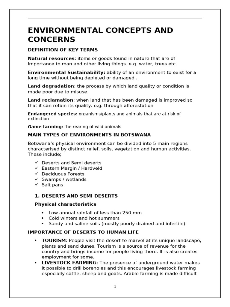 Botswana's Environmental Concepts Explained | PDF | Climate Change | Soil