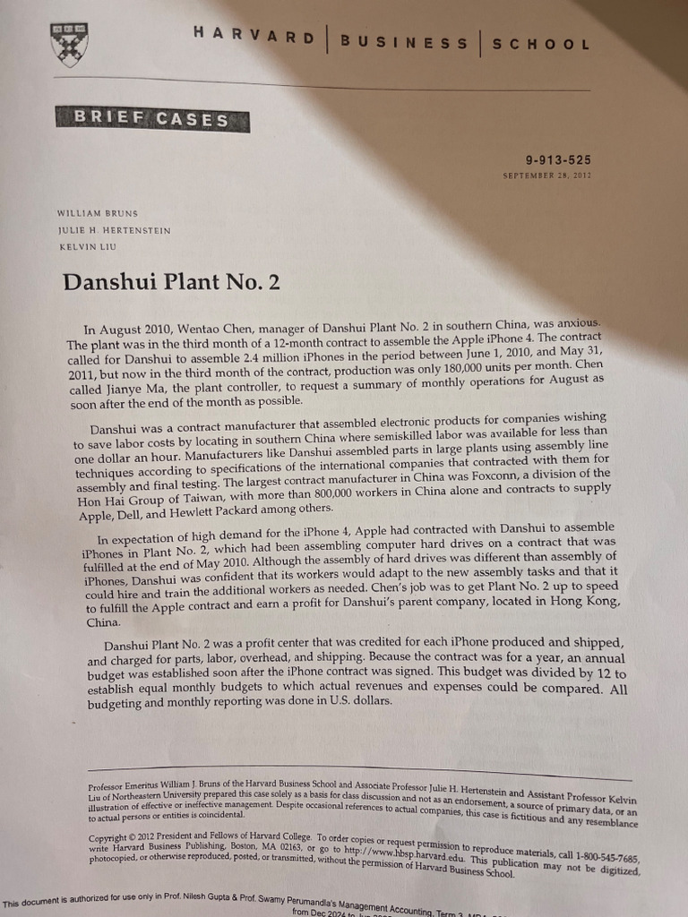 Danshui Plant Case | PDF