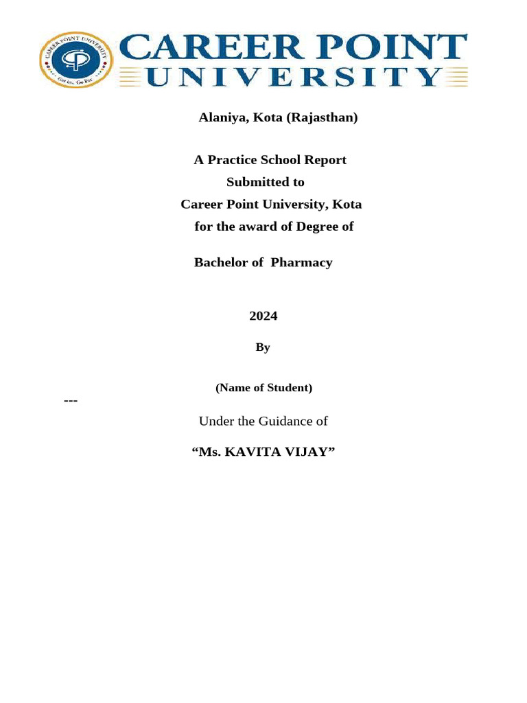 Practice School Report (Front Pages) | PDF