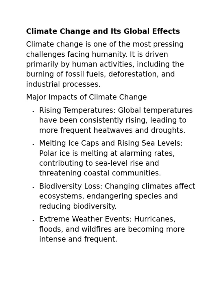 Climate Change and Its Global Effects | PDF