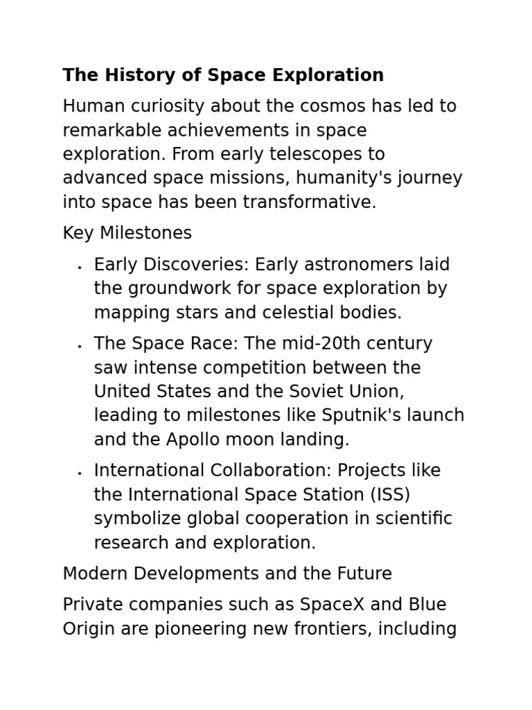 The History of Space Exploration | PDF