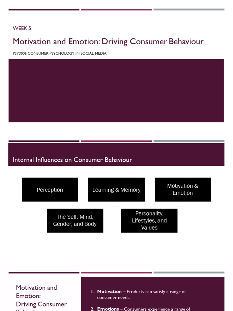 PSY3006 - L5 - Motivation and Emotion | PDF | Affect (Psychology) | Motivational