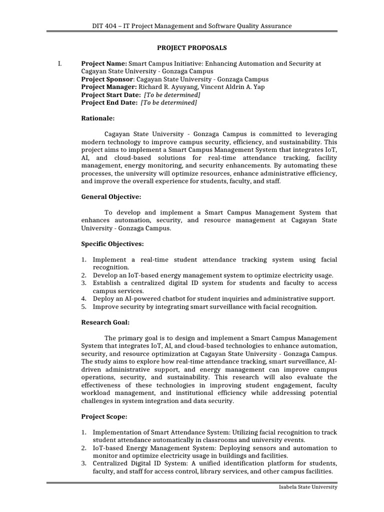 CSU - Gonzaga - IT - Project - Proposals (Copy) | PDF | Artificial ...