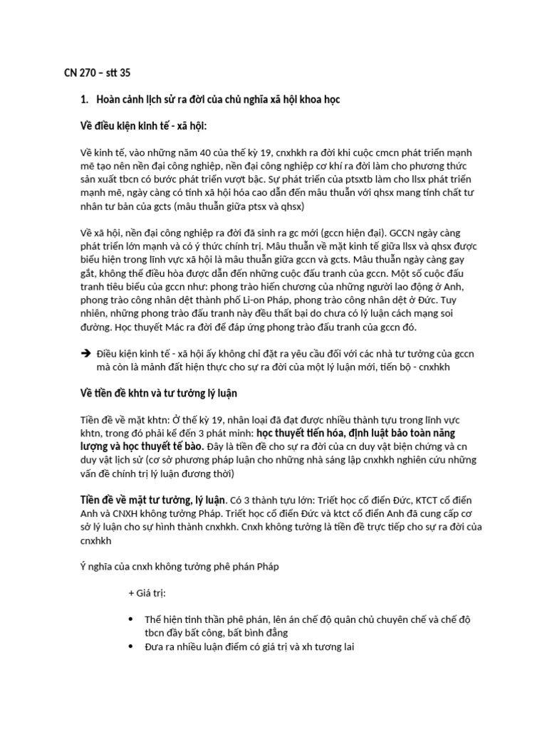 Chủ nghĩa KHXH - cuối kỳ | PDF