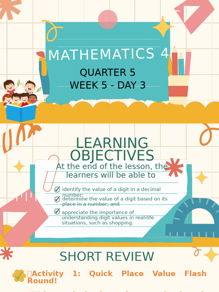 MATH IV - Q4 - W5 - D3 - Determining the Value of a Digit | PDF | Dice | Learning