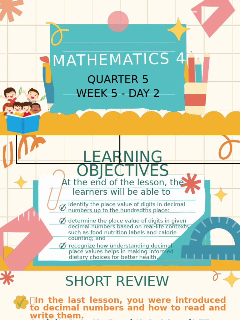 MATH IV - Q4 - W5 - D2 - Determining The Place Value To Hundredths of A Digit in A Given ...