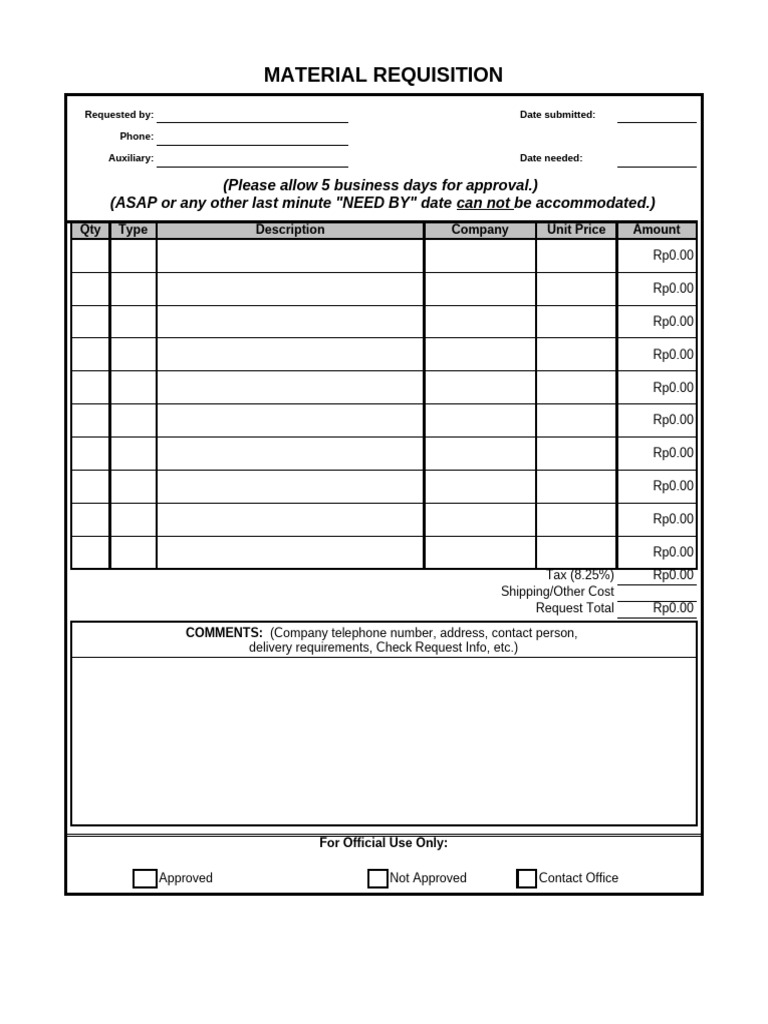 Blank Material Requisition Form | PDF