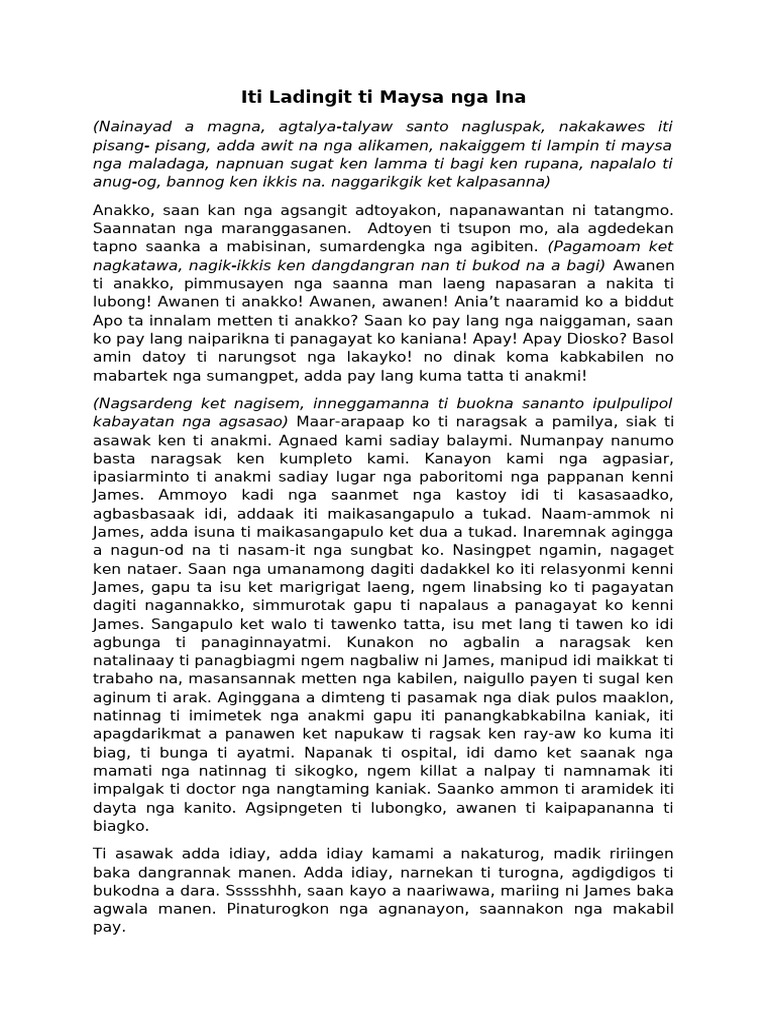 Iti Ladingit Ti Maysa Nga Ina | PDF