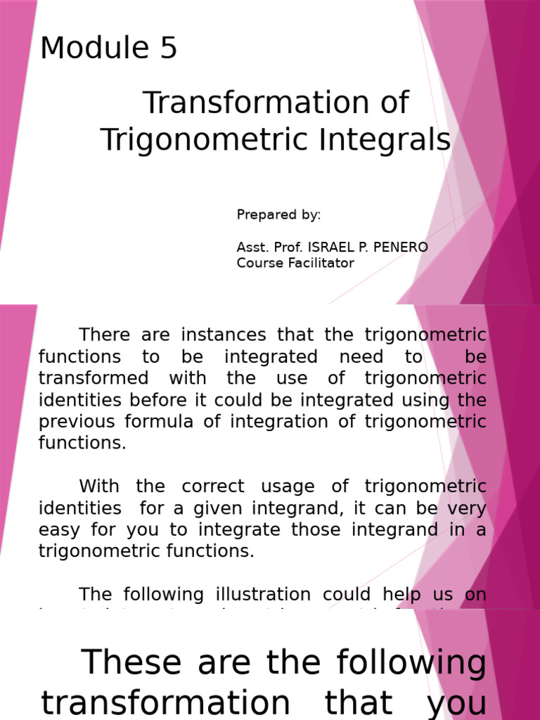 5 Transformation of Trigonometric Functions | PDF | Trigonometric Functions | Integral