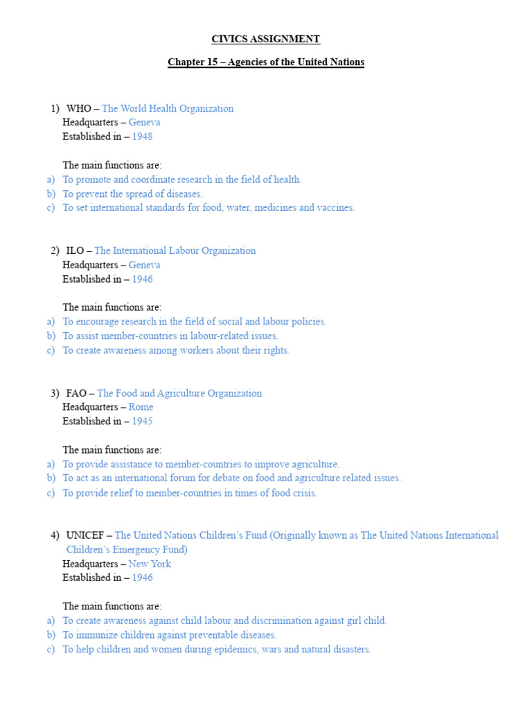 Civics Assignment Class Viii | PDF | World Health Organization ...