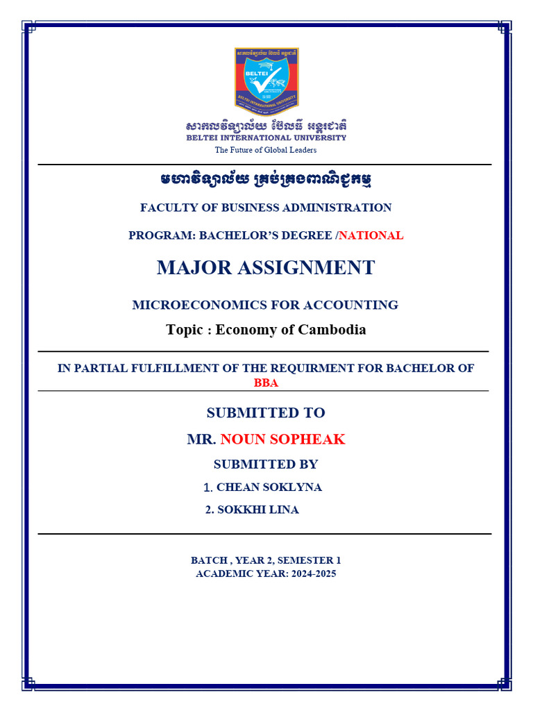 Assignment Economy of Cambodia | PDF | Economies