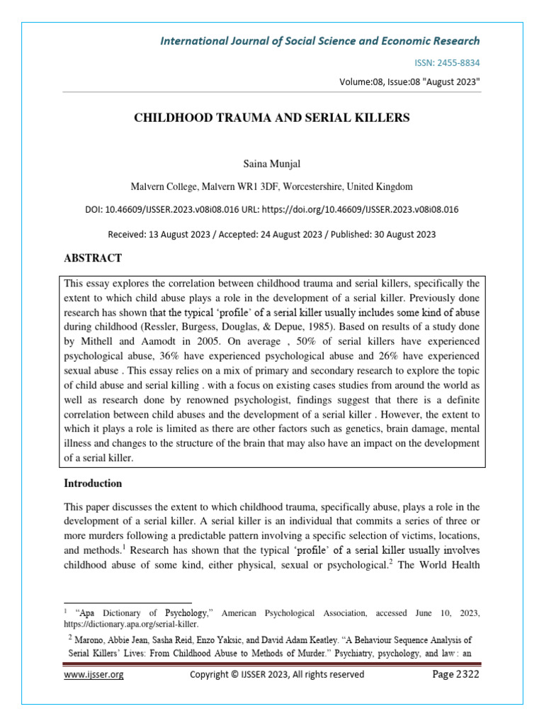 Childhood Trauma's Link to Serial Killers | PDF | Attachment Theory ...