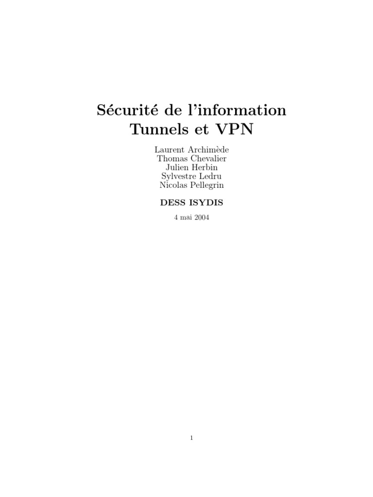 Sécurité des Tunnels VPN et NPV | PDF | Réseau privé virtuel ...
