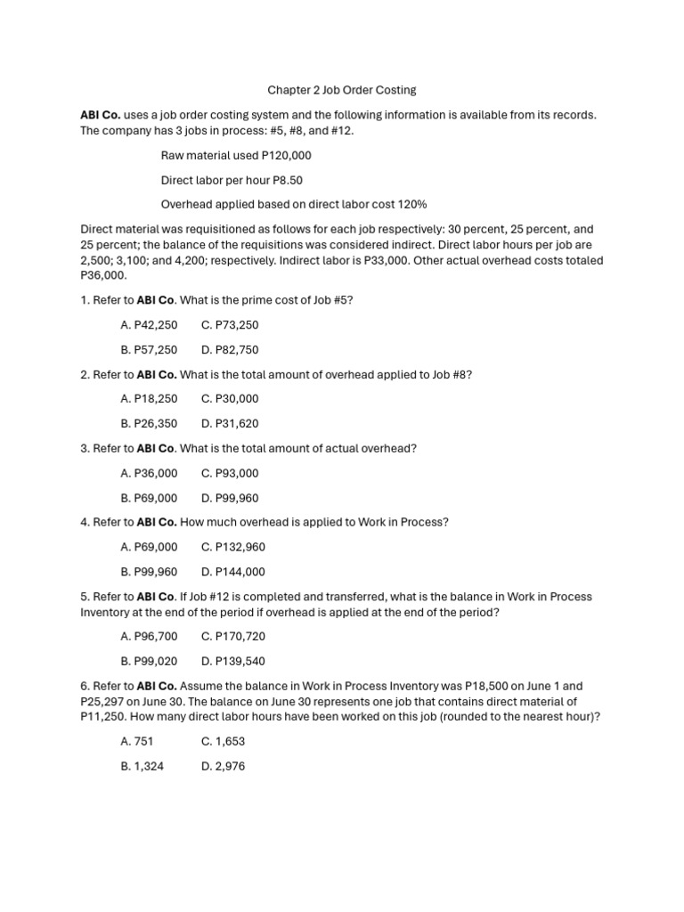 Cost Accounting Midterm Review Removed 1 | PDF | Cost Of Goods Sold ...