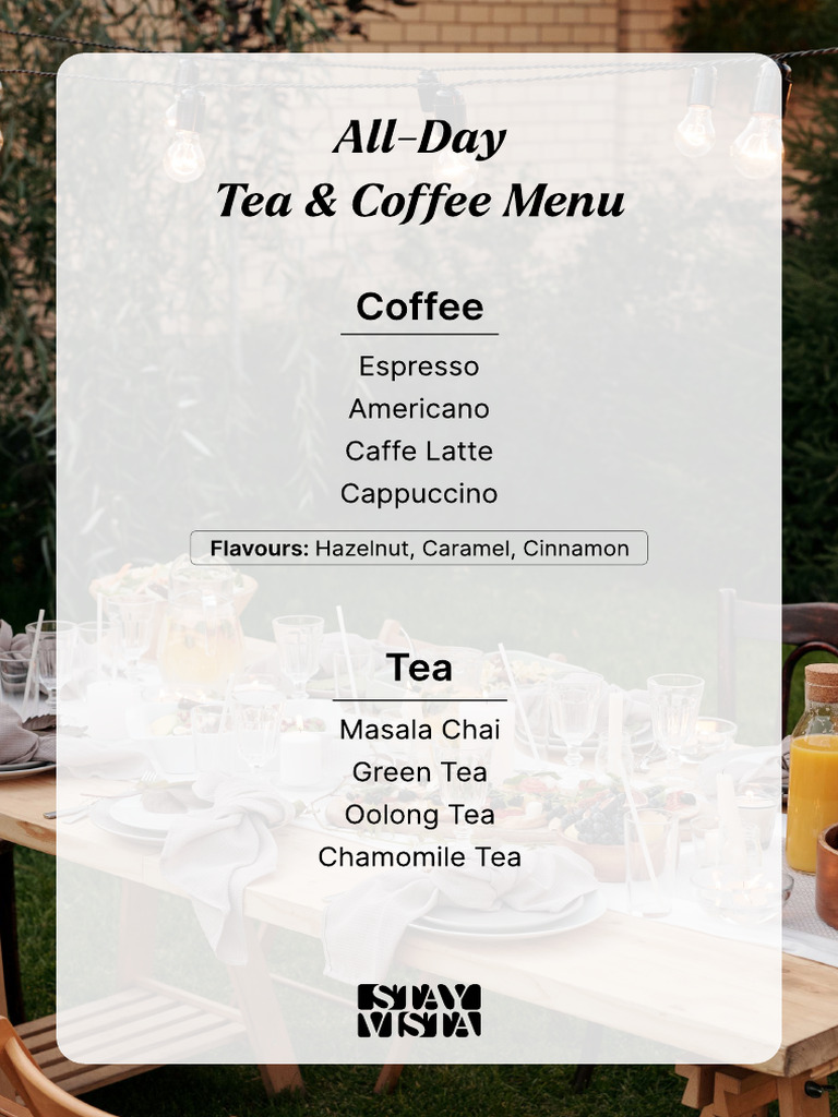 All-Day Tea & Coffee Menu Options | PDF