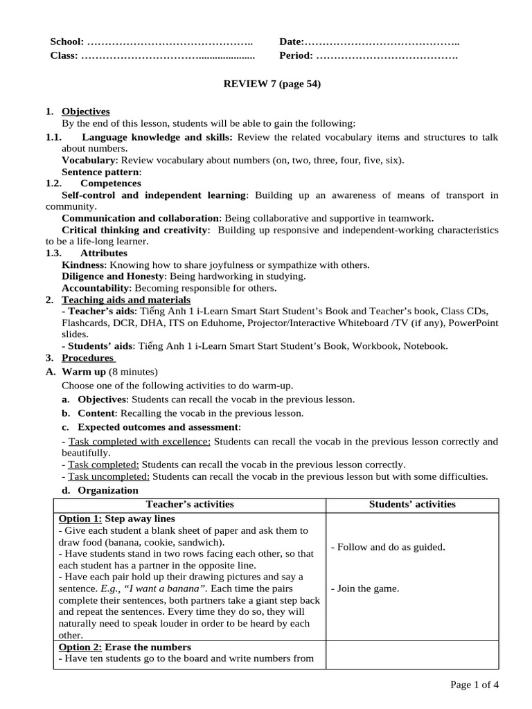 Lesson Plan: Vocabulary Review on Numbers | PDF | Vocabulary ...