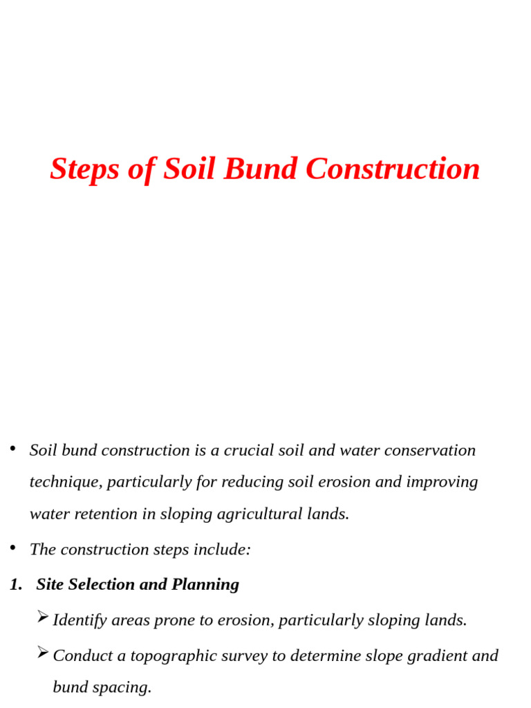 Steps of Soil Bund Construction | PDF