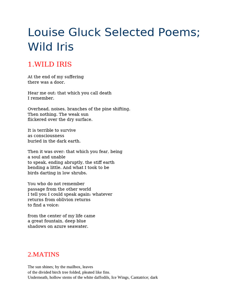 Louise Glück Selected Poems - 1 | PDF | Poetry | Love