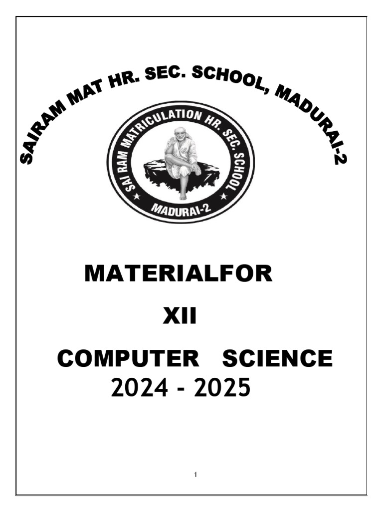 xii cs material 24-25 | PDF | Scope (Computer Science) | Parameter (Computer Programming)